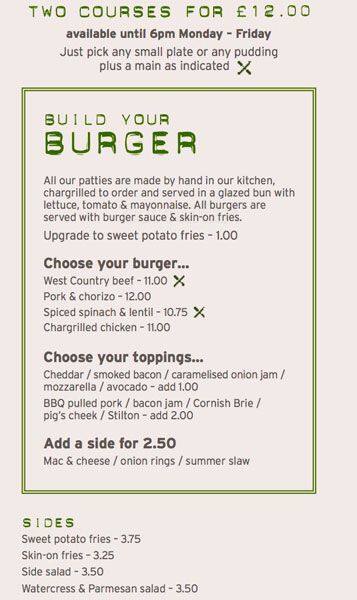 Menu at The Garden Gate Hampstead pub & bar, London