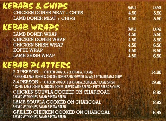 Menu at Ezich restaurant, London