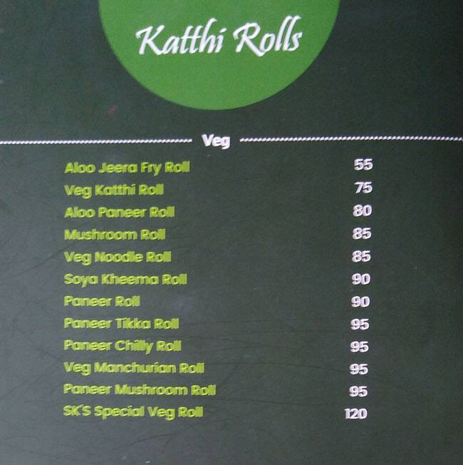 SK'S Katthi Kabab Rolls Menu, Menu for SK'S Katthi Kabab Rolls, Nigdi ...