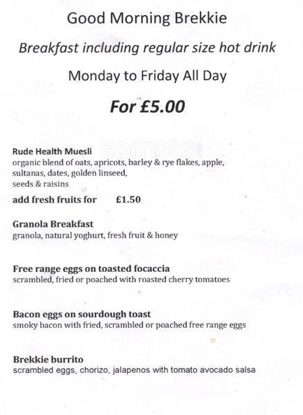 Menu at Mil Kitchen cafe, London