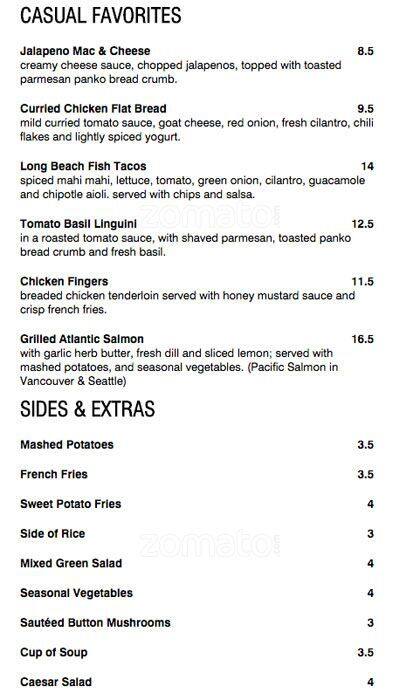 Menu at Elephant & Castle pub & bar, Chicago, 185 N Wabash Ave