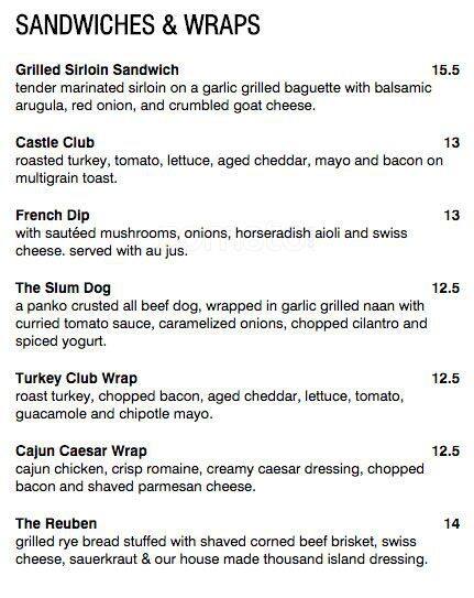 Menu at Elephant & Castle pub & bar, Chicago, 111 W Adams St