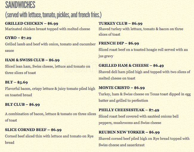 Menu at Allen Cafe, Allen