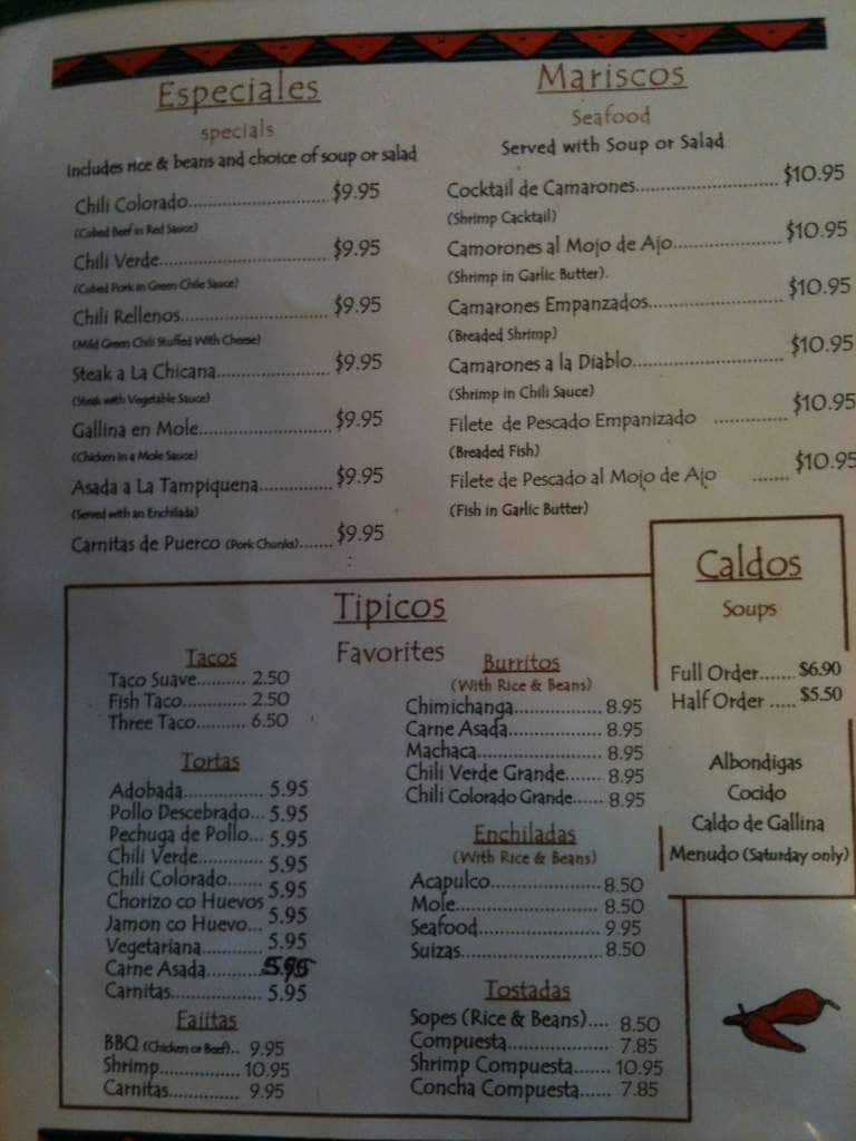 Menu at La Torta restaurant, Fresno, Capitol St