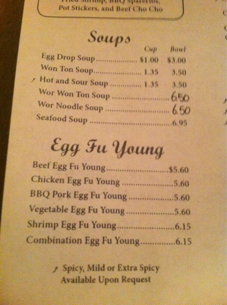 Menu at Great Fortune restaurant, Albuquerque