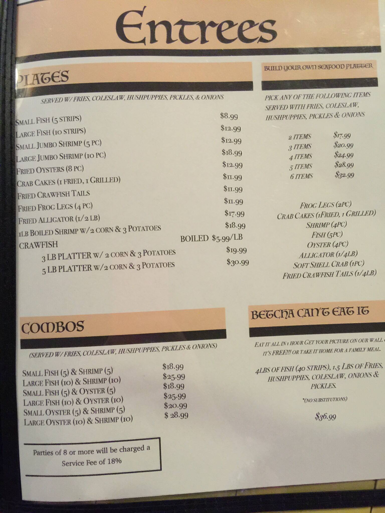 Menu at Cafe LA, Alexandria