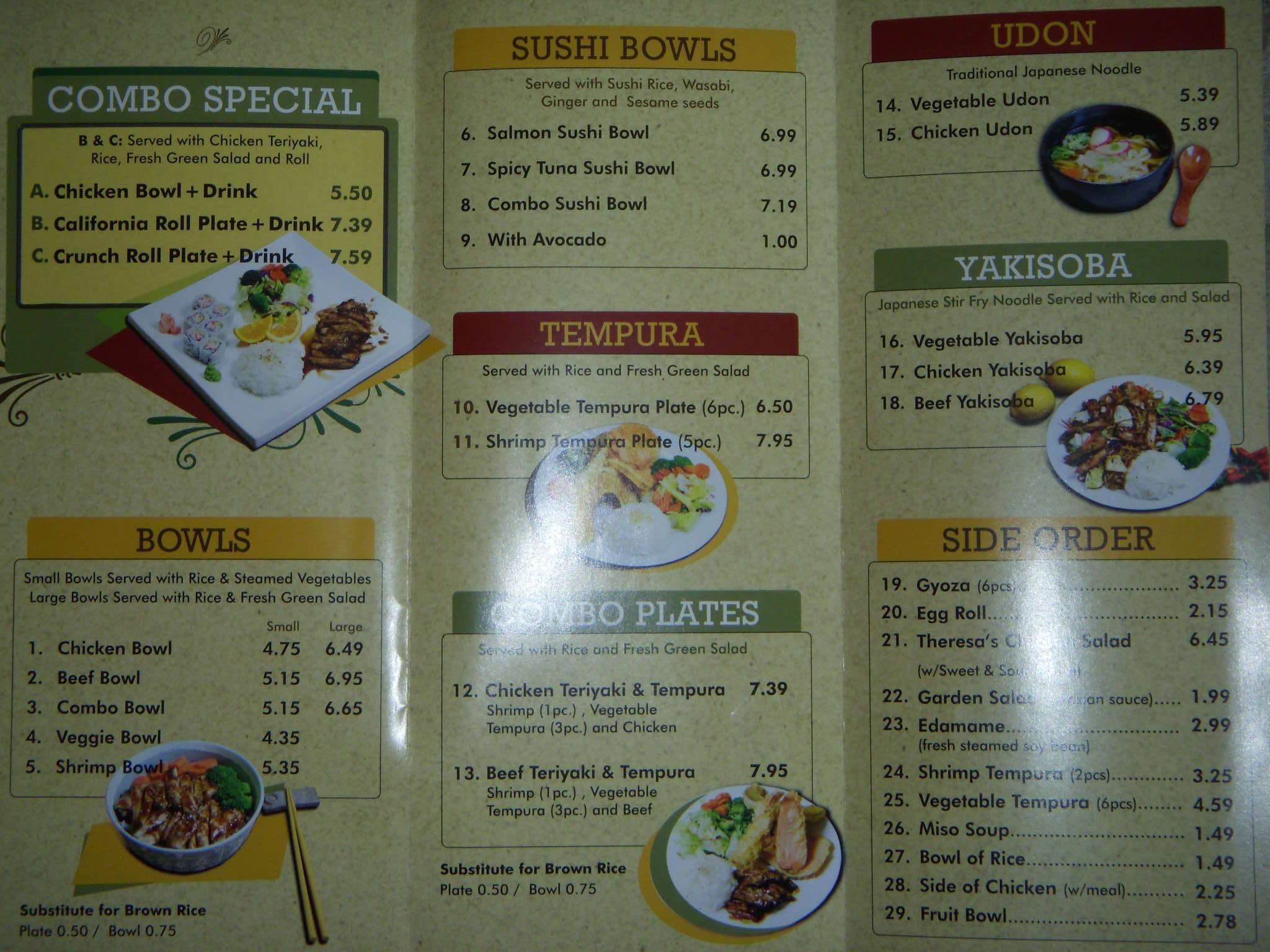 Menu at Rolling Rice restaurant, Rancho Cucamonga, Milliken Ave