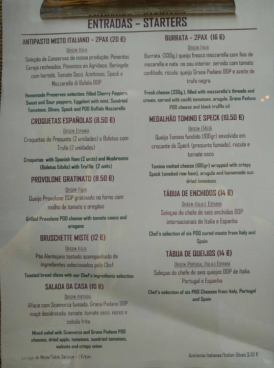 Menu at A Despensa restaurant, Porto