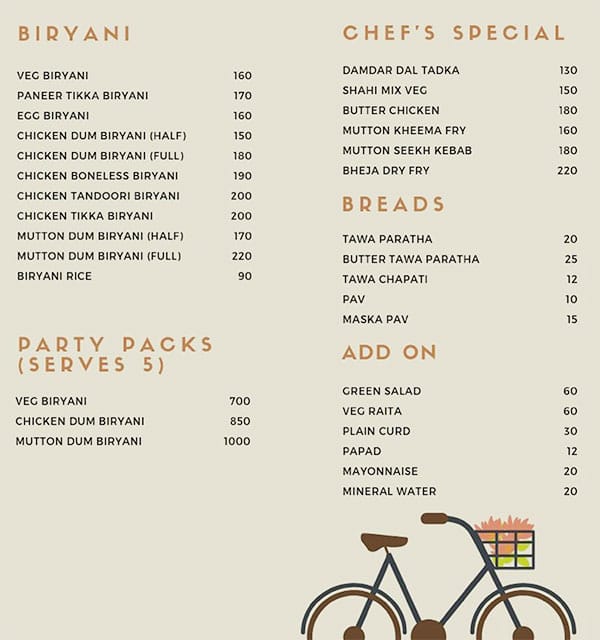 Menu at Solo, Navi Mumbai