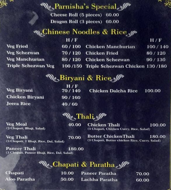 Menu of Parnisha Kitchen, Shivaji Nagar, Pune