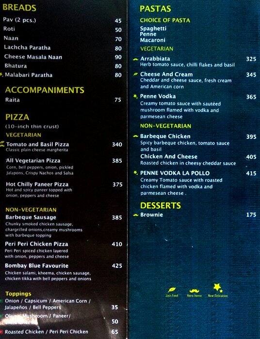 Menu at Bombay Blue, Mumbai, Shop No.462