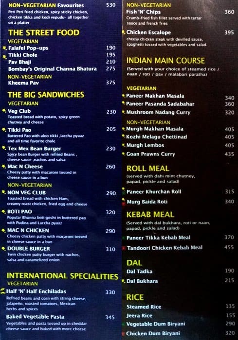 Menu at Bombay Blue, Mumbai, Shop No.462