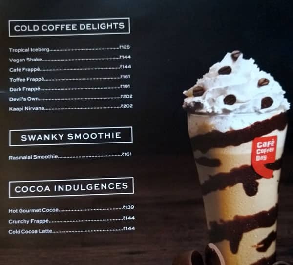 Menu at Café Coffee Day, Dehradun, Subhash Rd, inside Hotel City Star