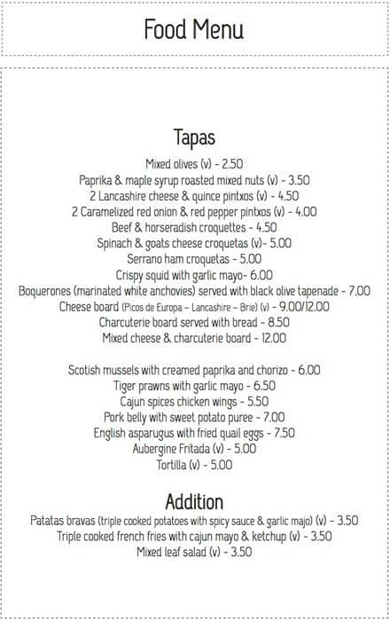 Menu at House of Tippler pub & bar, London