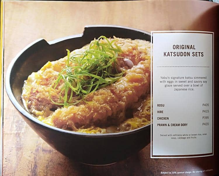 Menu at Yabu restaurant, Quezon City, Vertis North