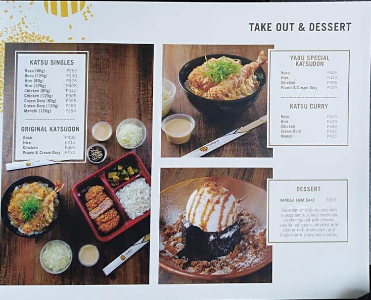 Menu at Yabu restaurant, Quezon City, Vertis North