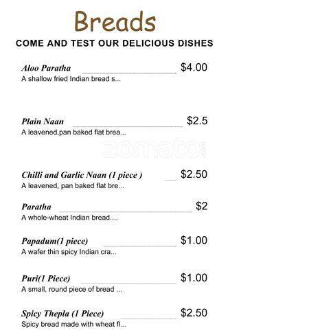 Menu at Authentic India restaurant, Darch