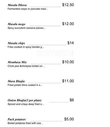 Menu at Authentic India restaurant, Darch