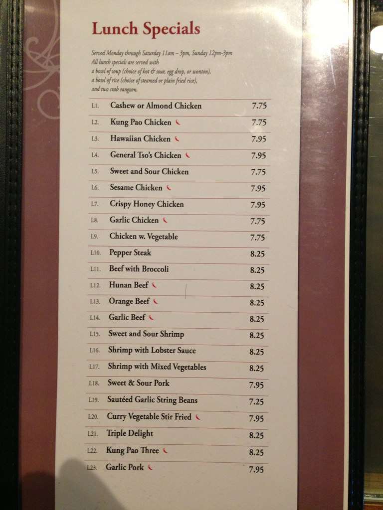 Menu at Bambu Asian Restaurant, Houghton