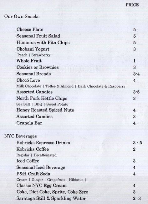 Menu at Amy's Bread cafe, New York City, 5th Ave