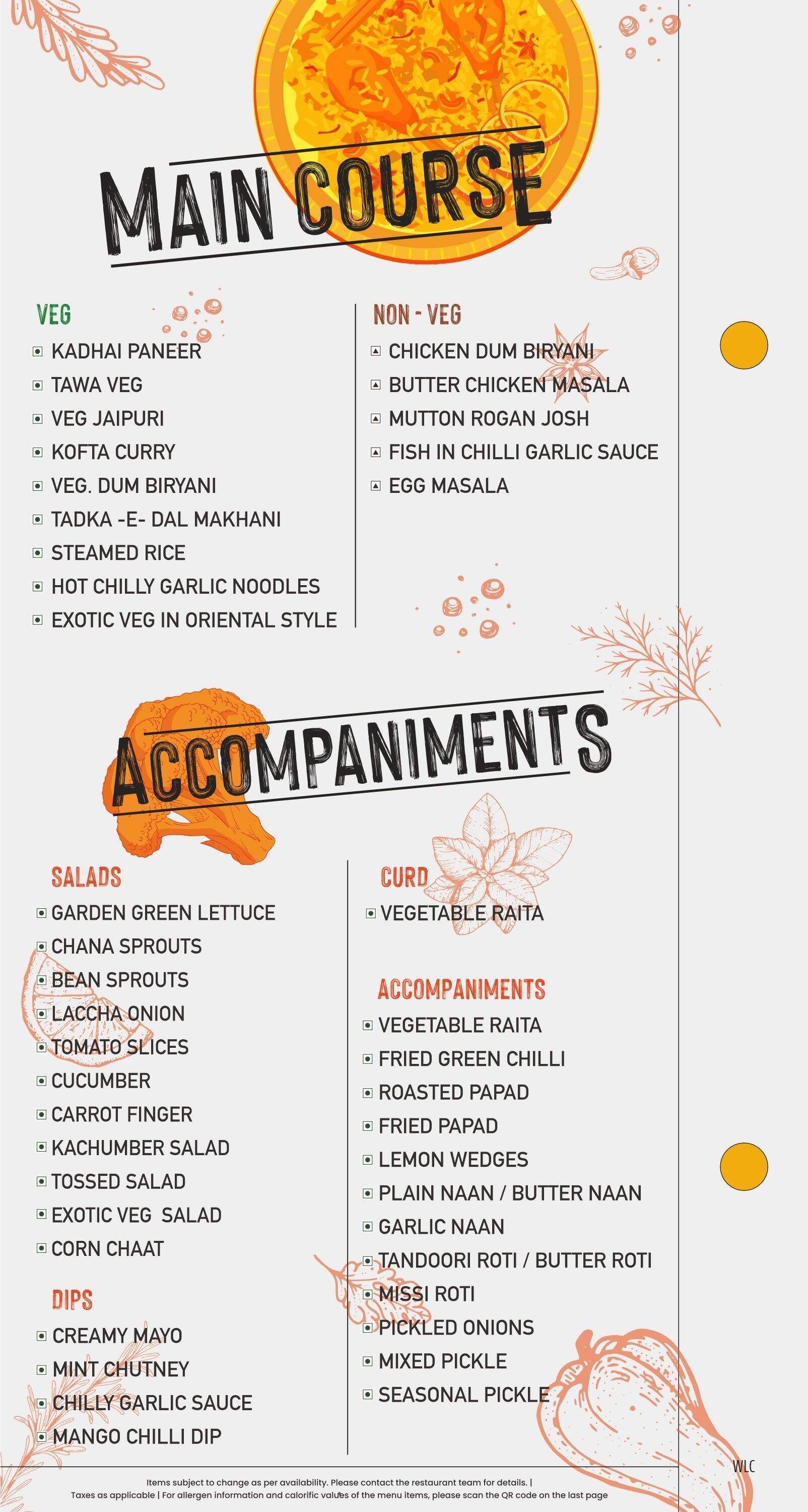 Menu of Barbeque Nation, Sohna Road, Gurgaon