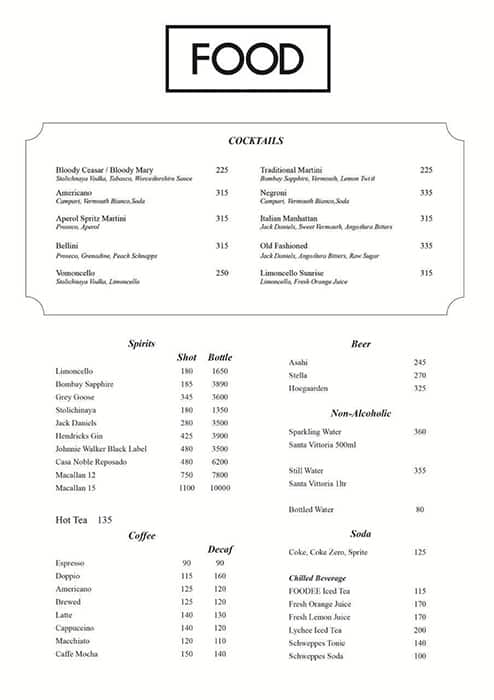 Menu at FOO'D by Davide Oldani restaurant, Taguig