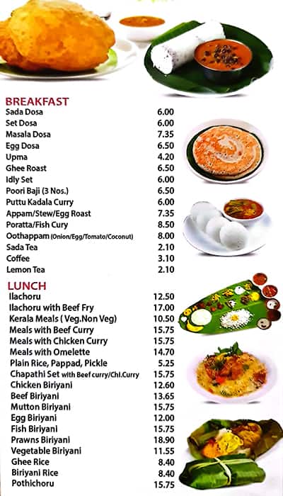 Menu of Oottupura, Dubai Investment Park, Dubai