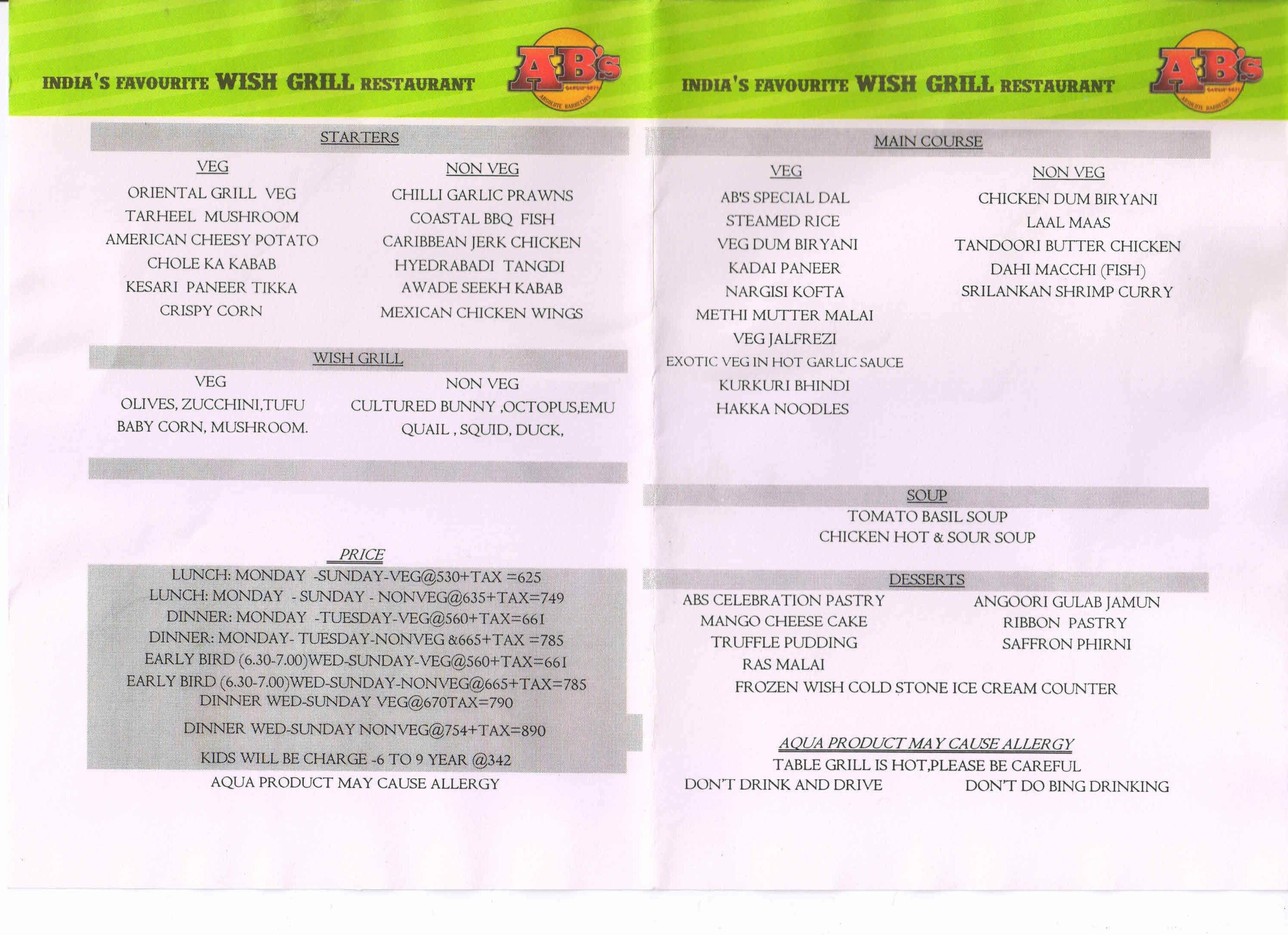 AB's - Absolute Barbecues Menu - Zomato