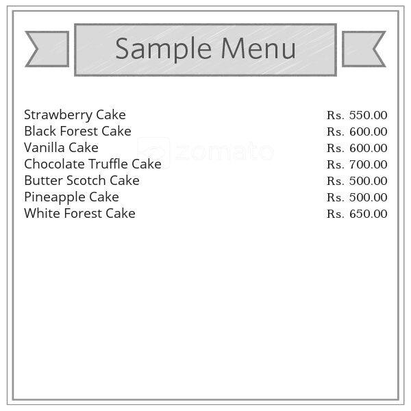 Menu at Cake shop, New Delhi, Main market Badarpur