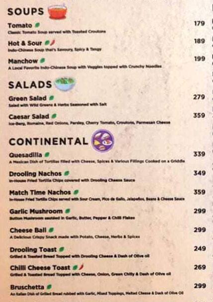 Menu of The Studs, Sakinaka, Mumbai