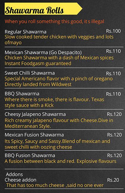 Menu of Oh My Shawarma, Anna Nagar East, Chennai