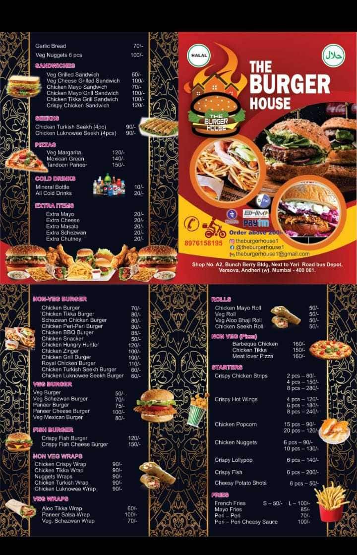 Menu of The Burger House, Near Andheri West Station, Mumbai