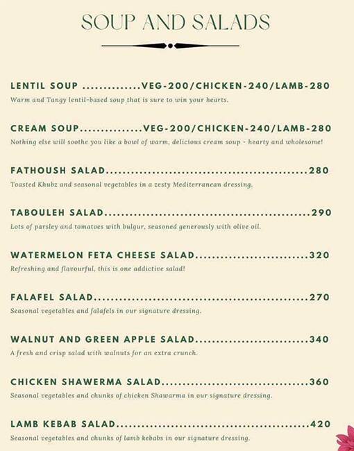 Menu of Cafe Zubaan, Koramangala 6th Block, Bangalore