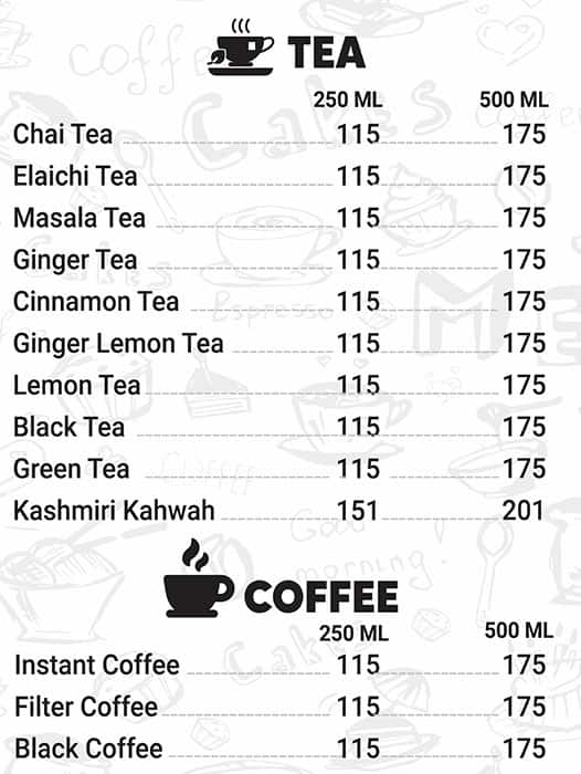 Menu of Tea Day, Bannerghatta Road, Bangalore
