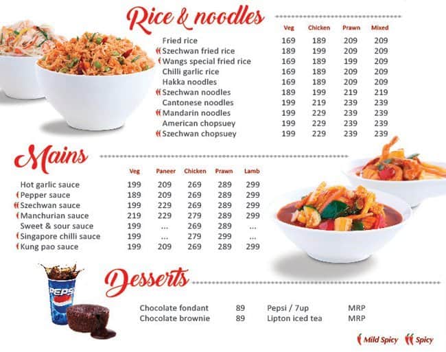 Menu at Wangs Kitchen, Bengaluru, 19/4