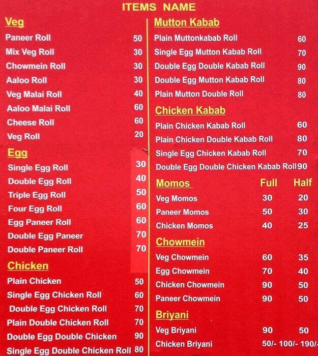 Kolkata Roll Point Menu, Menu for Kolkata Roll Point, Alpha 1, Greater ...