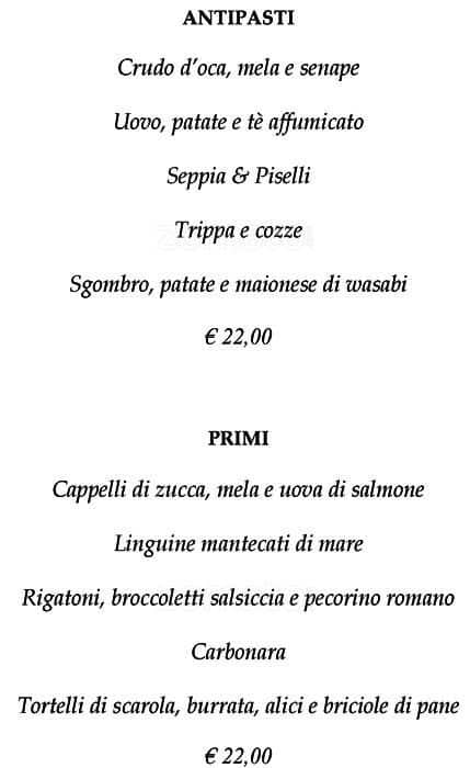 Speisekarte von Hotel Rex, ROM, Via Torino