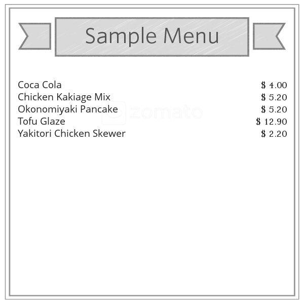 Menu at Sobo restaurant, Docklands