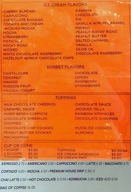 Menu at Gasoline Alley Coffee cafe, New York City, 325 Lafayette St