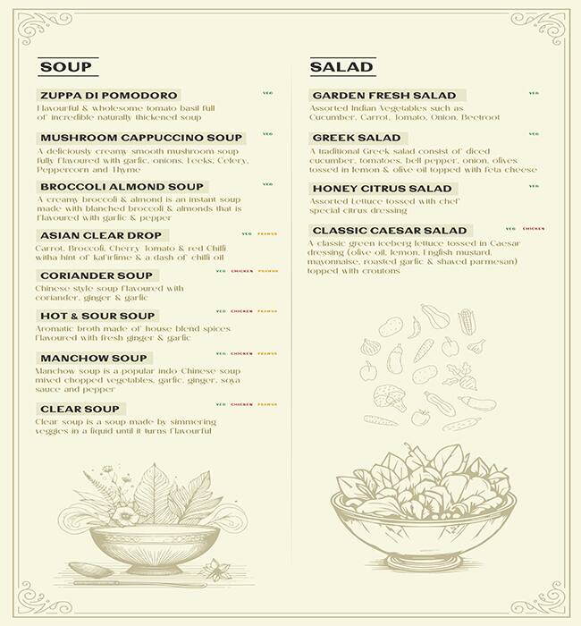 Menu of Texas Tower, Kharadi, Pune