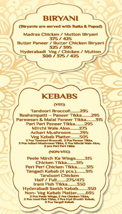 Menu of The Biryani Culture, Malad West, Mumbai