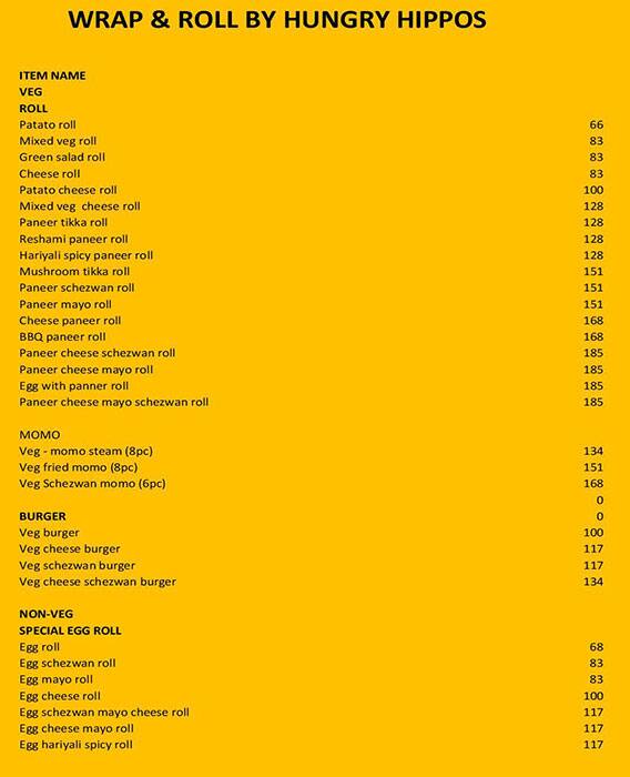 Menu of Wrap & Rolls By Hungry Hippos, Lohegaon, Pune