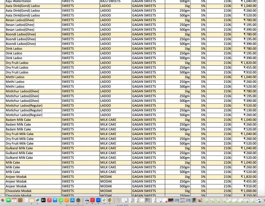 Menu of Gagan Sweets, Kharadi, Pune