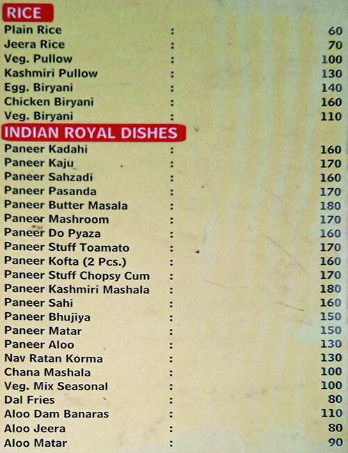 Menu at Green Hut Restaurant, Varanasi