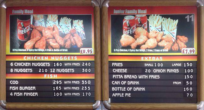 Menu at East Ham Fried Chicken restaurant, London