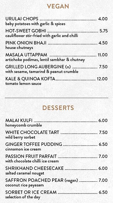 Menu at Cinnamon Kitchen pub & bar, London, 9 Devonshire Square