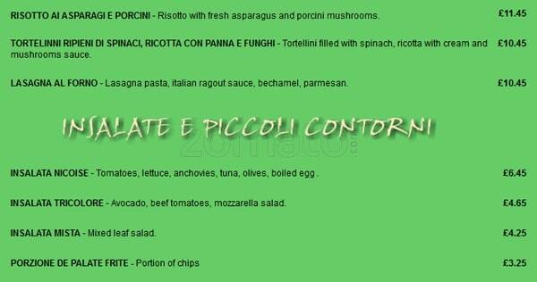 Menu at La Collina restaurant, Harrow, 40 High St