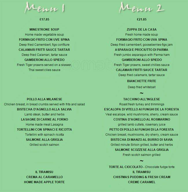 Menu at La Collina restaurant, Harrow, 40 High St