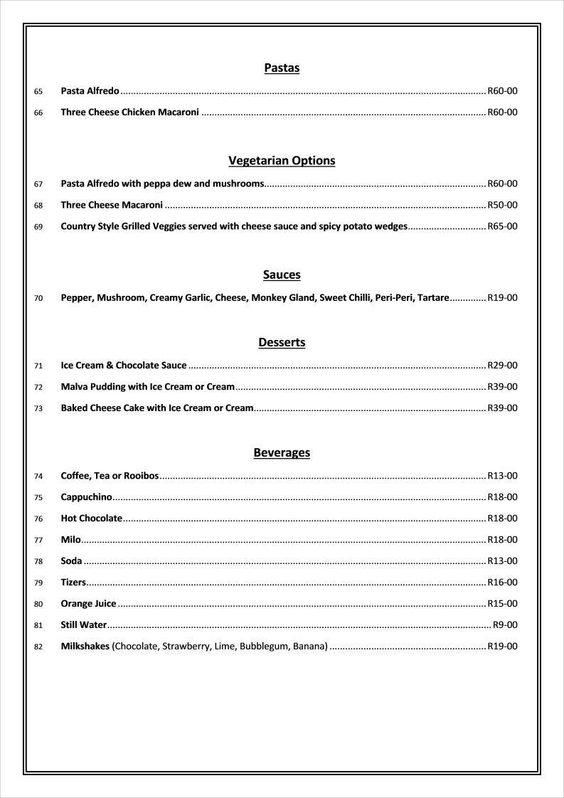 Menu at ROUTE 24 PUB & GRILL, Magaliesburg