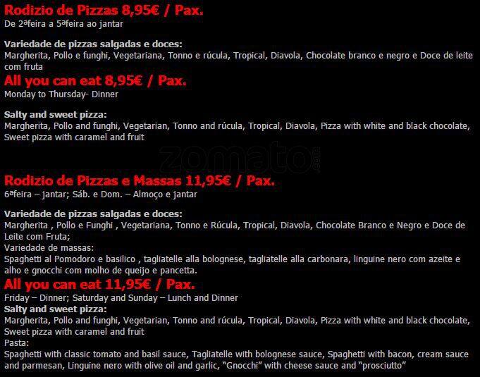 Menu at BUCATINI OSTERIA pizzeria, Lisbon